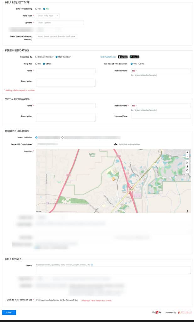 PubSafe Offers A Custom Help Request Form For Your Website & Social Media