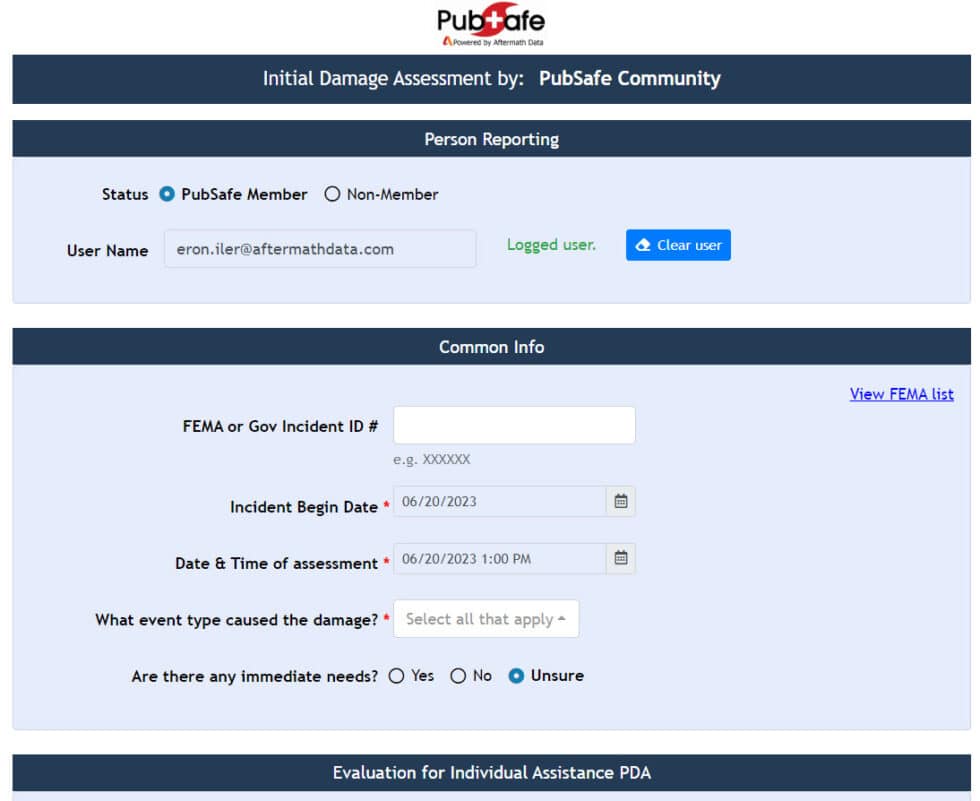 Easy Online Damage Assessment Form Feeds PubSafe Portal